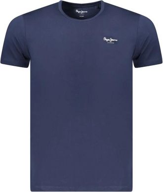 Pepe Jeans London Blau Baumwoll Herren T-Shirt mit auff&auml;lligem Druck - - Tops - Herren - Blau - S