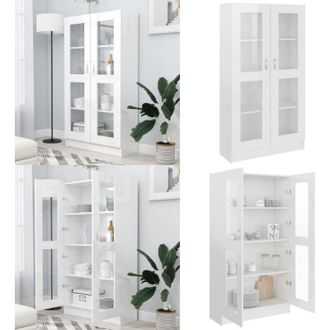 vidaXL Vidaxl - Vitrinenschrank Hochglanz-Weiß 82,5x30,5x150 cm Holzwerkstoff - Bücherregal - Vitrinenschrank - Regal - Holzschrank - Weißes Regal - Home &
