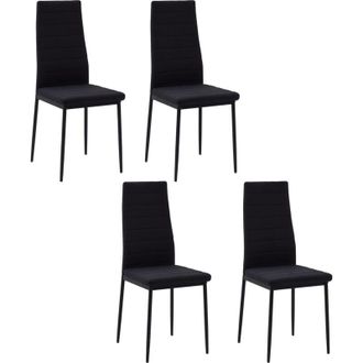 HOMCOM Lot de 4 chaises de salle à manger - HOMCOM - dossier haut - pieds en métal et tissu en lin - 41x50x97cm - noir