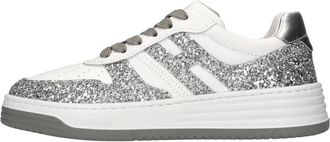 Hogan Femme, Chaussures, Gris, Taille: 36 1/2 EU H630 Glitter Baskets