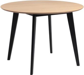 AC Design Furniture Roxanne Runder Esstisch für 4 Personen in Eichenoptik/Schwarz, Ø:105xH:76cm, Küchentisch mit Eichenfurnier und Beinen in Eichenoptik Gebeizt,Moderner 
