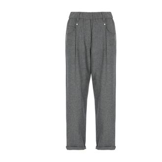 Brunello Cucinelli Femme, Pantalons, Gris, Taille: 40 FR Pantalon Gris Laine Cachemire Femme