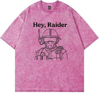 Generic ARC Raiders Hi T-shirt en coton délavé unisexe à manches courtes et col rond, rose, XXL