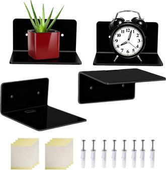 Generic Acryl-Regale f&uuml;r die Wand, multifunktional, 10,2 cm, selbstklebender Wand-Organizer | f&uuml;r Wohnzimmer, Badezimmer, Schlafzimmer, Album, Aufbewahrung, K