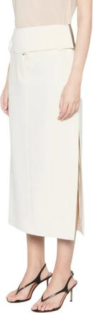 Sportmax Femme, Jupes, Beige, Taille: 34 FR Spsfronda 998 Midi Skirt