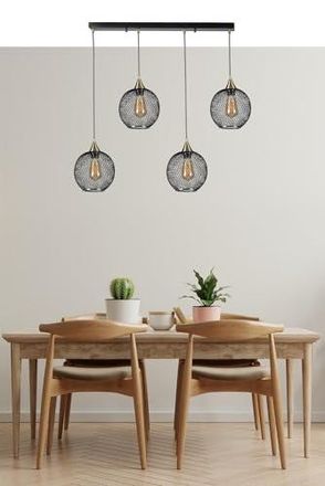 Opviq Elegant Black Chandelier, Metal Body, Adjustable Height 70 cm, Antique Coated Finish, E27 Socket Max 40W | Perfect for Modern Home D&eacute;cor