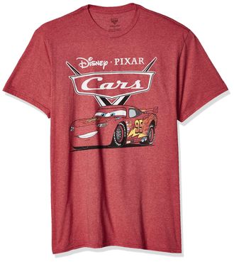 Disney Herren-T-Shirt, Cars-Motiv, Lightning McQueen, Rot meliert, L