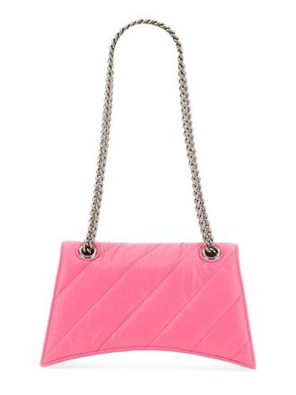Balenciaga Womens Shoulder Bag Crush Pink Leather