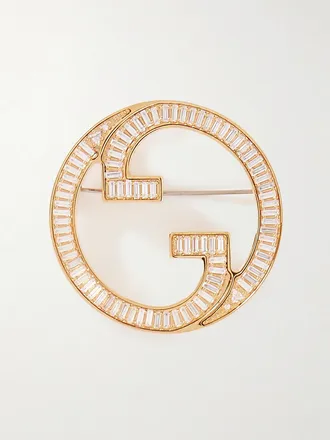 Gucci Blondie Goldfarbene Brosche Mit Kristallen
