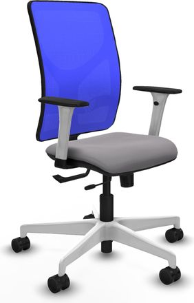 Piqueras y Crespo B&uuml;rostuhl mit wei&szlig;en und schwarzen Armlehnen, h&ouml;henverstellbare Lendenwirbelst&uuml;tze, ausgestattet mit Syncro/Traslack und Schneideschaum, Blau/Grau