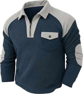 Generic Polo classique confortable pour homme, coupe classique, haut basique &agrave; boutons, l&eacute;ger et respirant, bleu marine, 3XL