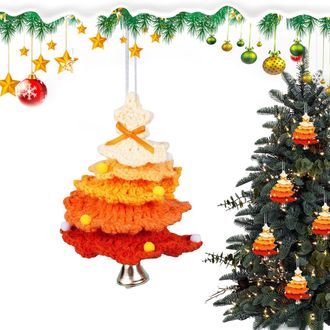 Generico Weihnachtlicher geh&auml;kelter Weihnachtsbaum-Anh&auml;nger mit geh&auml;kelter Glocke | Tischmitte f&uuml;r Fensterbank, Schlafzimmer, Wohnzimmer, Regal und Schreibtisc