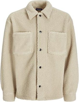 Jack & Jones Veste Polaire Homme avec Boutons, col, Motif Carreaux Teddy, Couleurs:Couleur-Sable, Taille:M