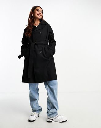 Asos Midi-Trenchcoat in Schwarz