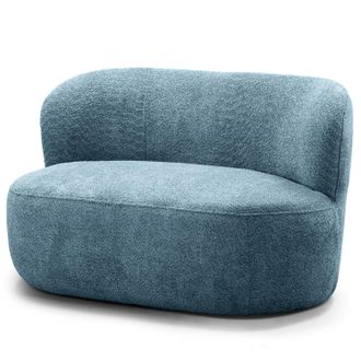 Studio Copenhagen home24 1,5-Sitzer Sofa LOVELOCK Blau/Hellblau Boucl&eacute; Stoff Cady 134 x 75 x 84cm Modern