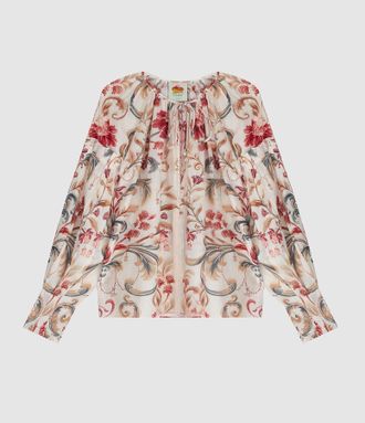 Farm Rio Top Royal Garden Sand Snake Scarves Black