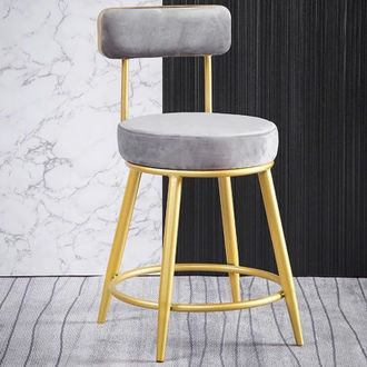 Generic Samt-Barhocker mit hoher R&uuml;ckenlehne, Metallbeinen und Fu&szlig;st&uuml;tze - Bequemer Sitzplatz f&uuml;r die K&uuml;chentheke oder die Fr&uuml;hst&uuml;cksbar zu Hause
