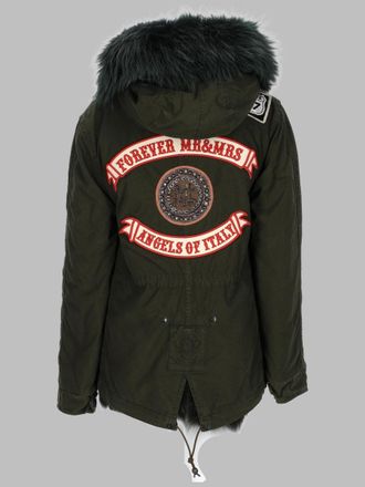 Mr & Mrs Italy Hood and Logo Patch Jacket - Green