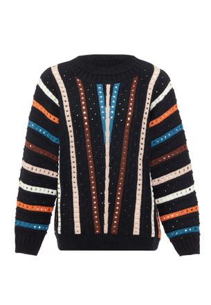 Mymo Pullover Frauen Schwarz Mehrfarbig