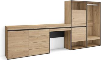 Skraut Home | Schuhregal, Schuhschrank | Schuhaufbewahrung | 297x145x35 cm | Für Schlafzimmer, Zimmer | Offener Kleiderschrank | Kommode mit Schubladen | Schminkt