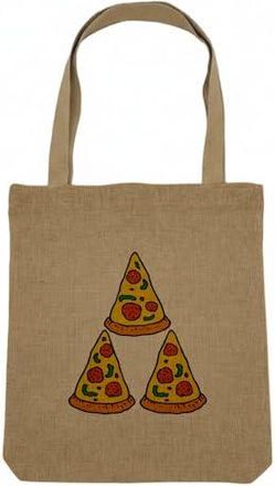 Fabulous Sac Shopping Tote Bag Aspect Lin - Tri Pizza Tri force Parodie Jeux Video Vintage Retro Gaming - Sac de Courses Toile Epaisse 360g Beige Naturel Cabas