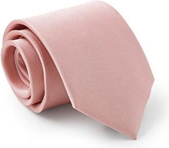 The Savile Row Company Cravate unie en soie pour homme, Sergé fin rose poudré, taille unique