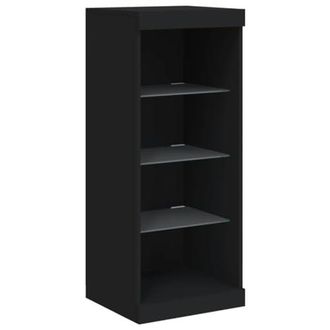 vidaXL Buffet avec Lumi&egrave;res LED, Armoire avec &Eacute;clairage, Meuble de Rangement, Organisateur de Salon Salle de S&eacute;jour, Moderne, Noir