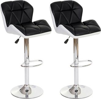 Hhg Neuwertig] 2er-Set Barhocker HHG 156, Barstuhl Tresenhocker, höhenverstellbar Kunstleder schwarz