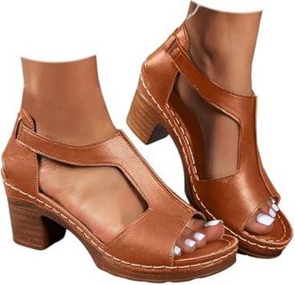 Generic Sandales d&eacute;t&eacute; pour femme 2026, talons hauts &eacute;pais, fleurs avec bouche de poisson, sandales d&eacute;t&eacute; habill&eacute;es d&eacute;contract&eacute;es avec sangle de cheville ajour&eacute;