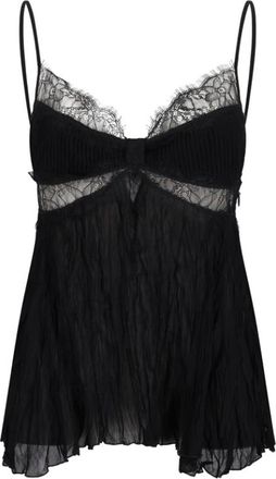 Blumarine Femme, V&ecirc;tements de nuit et de d&eacute;tente, Noir, Taille: 36 FR Georgette Lace Panels V-neck Top