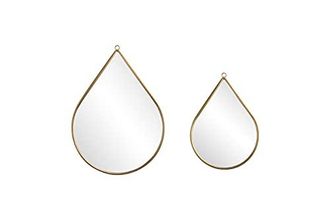 LIFA Living Miroir Murale dor&eacute; en Lot de 2, Miroirs en Goutte deau pour Salle de Bain, Miroir dint&eacute;rieur Vintage, 21x30 cm et 28,5x39,5cm, Verre et M&eacute;tal