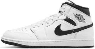 Nike Air Jordan 1 Mid Baskets pour homme, blanc/noir, 44.5 EU