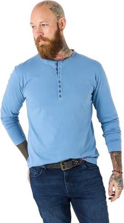 Joe Browns Crew Neck Henley Top Chemise, Bleu, M Homme