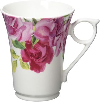 KitchenCraft Kew Gardens Creative-Tops-Tasse mit Tiermotiv, Knochenporzellan, Southbourne Rose - White, 11 x 12 x 9 cm