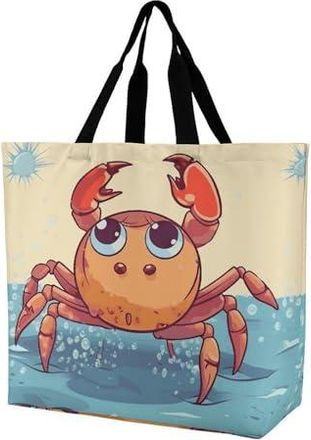 Generic Crabe De Dessin Anim&eacute; D&Eacute;t&eacute; Sac Cabas L&eacute;ger Sacs De Courses Grand Sac A Main Femme Pour Travail Shopping Voyage