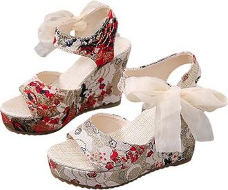 Generic Sandales compensées pour femme à talons hauts et épais - Pantoufles à plateforme à enfiler - Confortables - Antidérapantes - Élégantes - Semelles soup