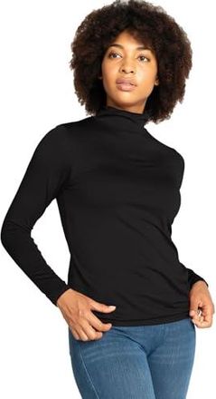 Lapasa Haut Thermique Col Cheminée Femme Maillot de Corps à Manches Longues sous-Vêtements Automne-Hiver Chaud L87 Fin, Noir, XL