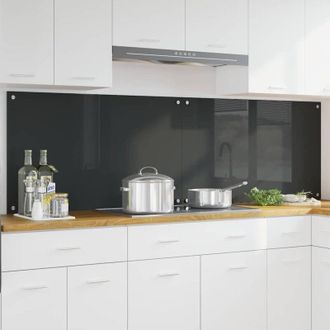vidaXL K&uuml;chenr&uuml;ckwand 2 pcs Dunkelgrau 100 x 60 cm Geh&auml;rtetes Glas vidaXL