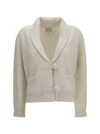 Forte_Forte Womens Cardigan English Rib Wool-Cashmere White Wool (ovis Aries) Sweater