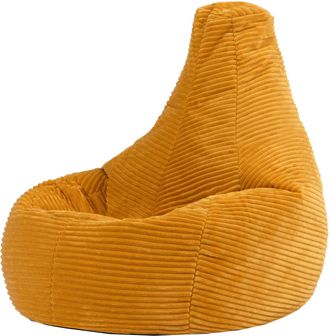 Icon Brand Dalton Sitzsack Kinder, Gelb, Flauschiger Cord Stoff, Sitzsack Cord mit Füllung, Bequemer Kinder Gaming Sessel, Kuschelsessel, Lese Sessel, Schlafzimm