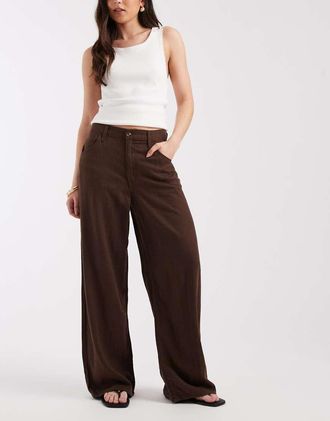 Levi's Pantalon large en lin m&eacute;lang&eacute; - Marron