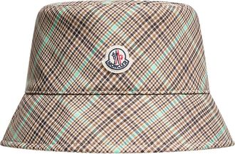 Moncler Moncler Checked Bucket Hat, Women, Brown, Size: L