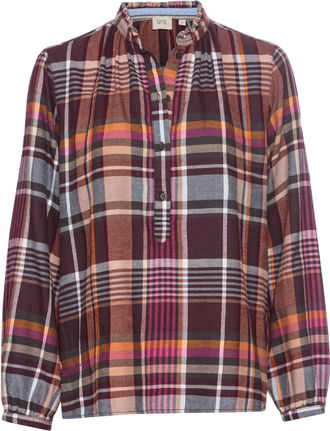 Camel Active Damen Karobluse mit Stehkragen Rot-Lila, Womenswear-XXL