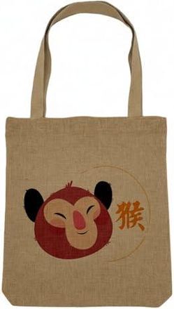 Fabulous Sac Shopping Tote Bag Aspect Lin - Singe Illustration Zodiaque Chinois Dessin Illustration Horoscope Animal - Sac de Courses Toile Epaisse 360g Beige 