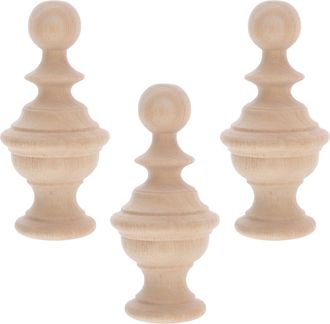 NUOBESTY Veemoon 3 St&uuml;ck Treppenpfostenaufsatz aus Unbehandeltem Holz Geschnitzte Holzspitzen 6X10cm f&uuml;r Bettpfosten und Zaun Stabile Selbstgemacht Holzaufs&auml;tz