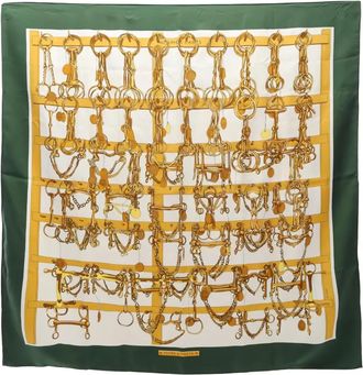 Hermès foulard 90 Mors & Filets (années 2000) - Vert