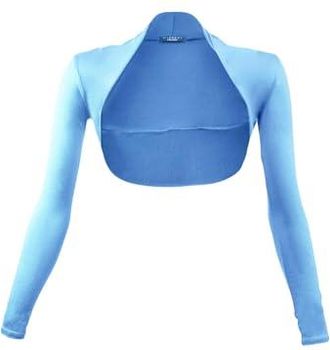Glamexx24 Boléro élégant à manches longues pour femme - Veste boléro élégante - Veste courte - Cardigan léger pour les festivités, bleu ciel, XL taille courte