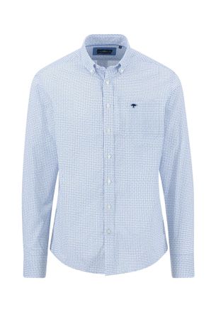 Fynch-Hatton Hemd aus Baumwolle mit Button-Down-Kragen und Allover-Print Crystal Blue/XL