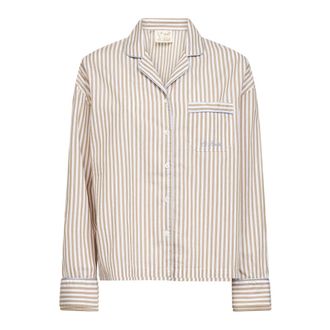 MC2 Saint Barth Femme, Blouses et Chemises, Beige, Taille: 36 FR Stripes V Piping Shirt