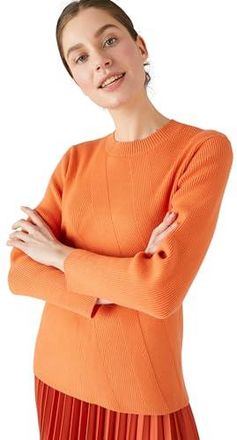 Damart Pull Jeu de c&ocirc;tes Fantaisie Femme Orange Taille 42/44